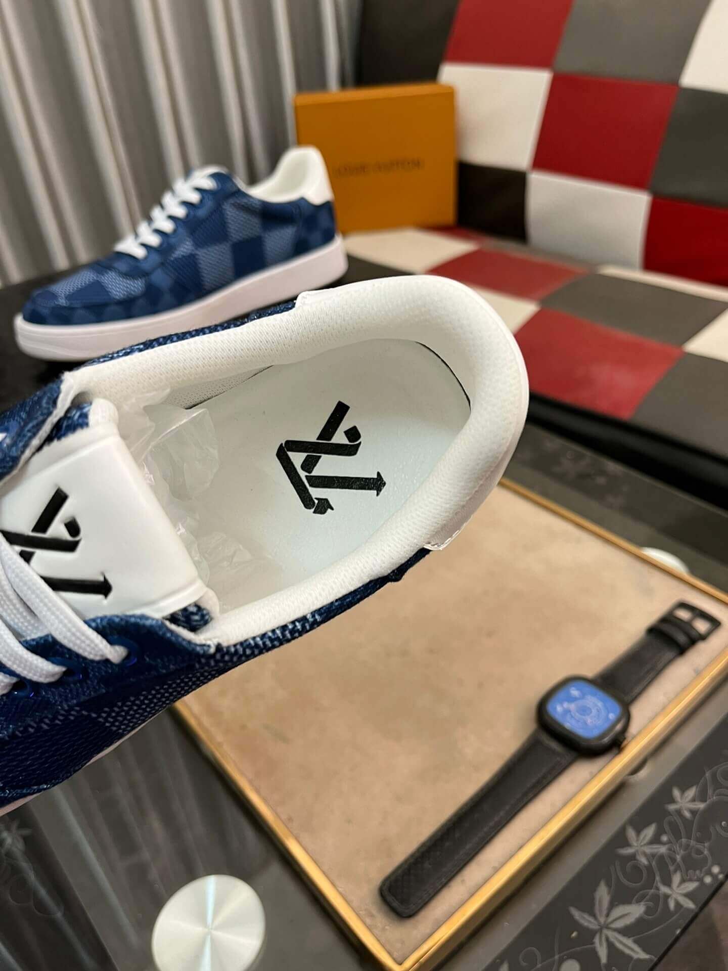 Louis Vuitton LV Custom Damier Blue Rivoli Sneaker - Hollo