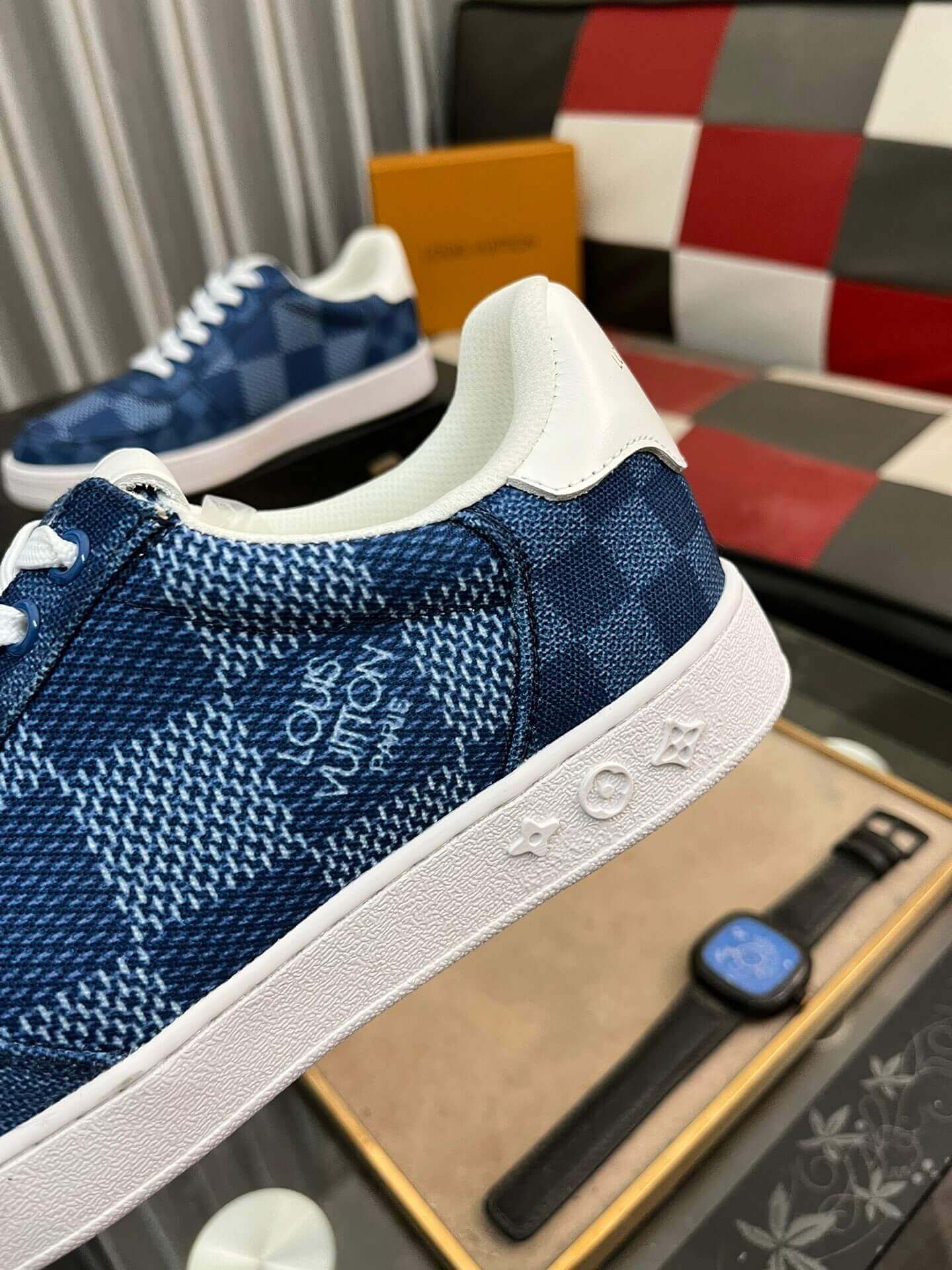 Louis Vuitton LV Custom Damier Blue Rivoli Sneaker - Hollo