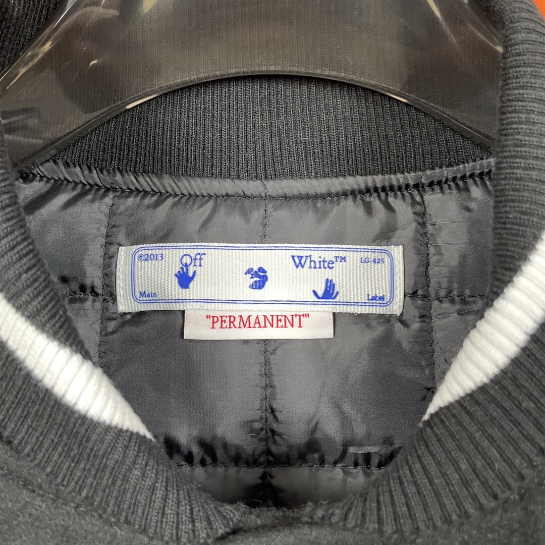 Off-White™ logo-patch Black White Varsity Jacket - Hollo