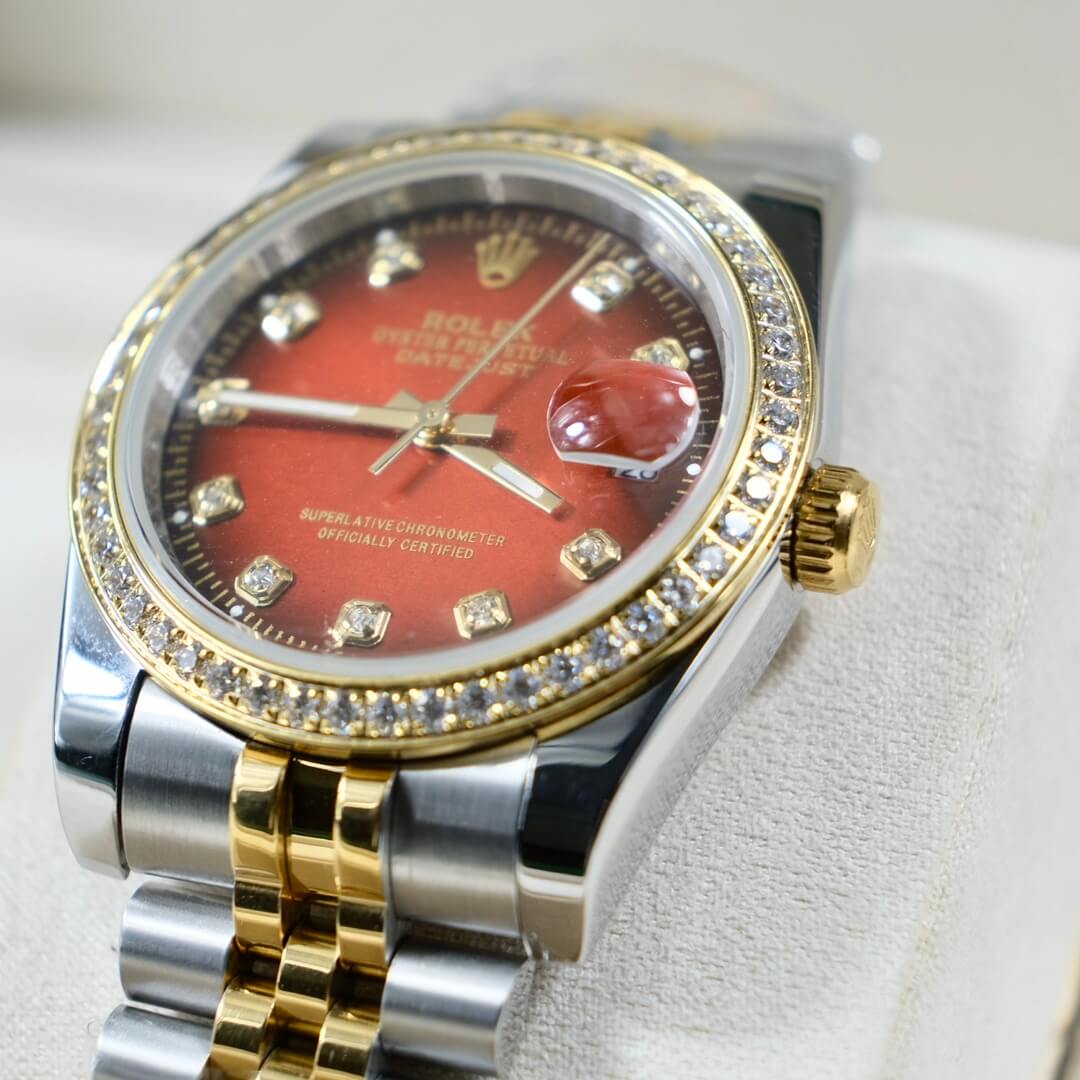 Rolex Datejust 36 Two-Tone with Red Diamond Dial and Jubilee Bracelet ...