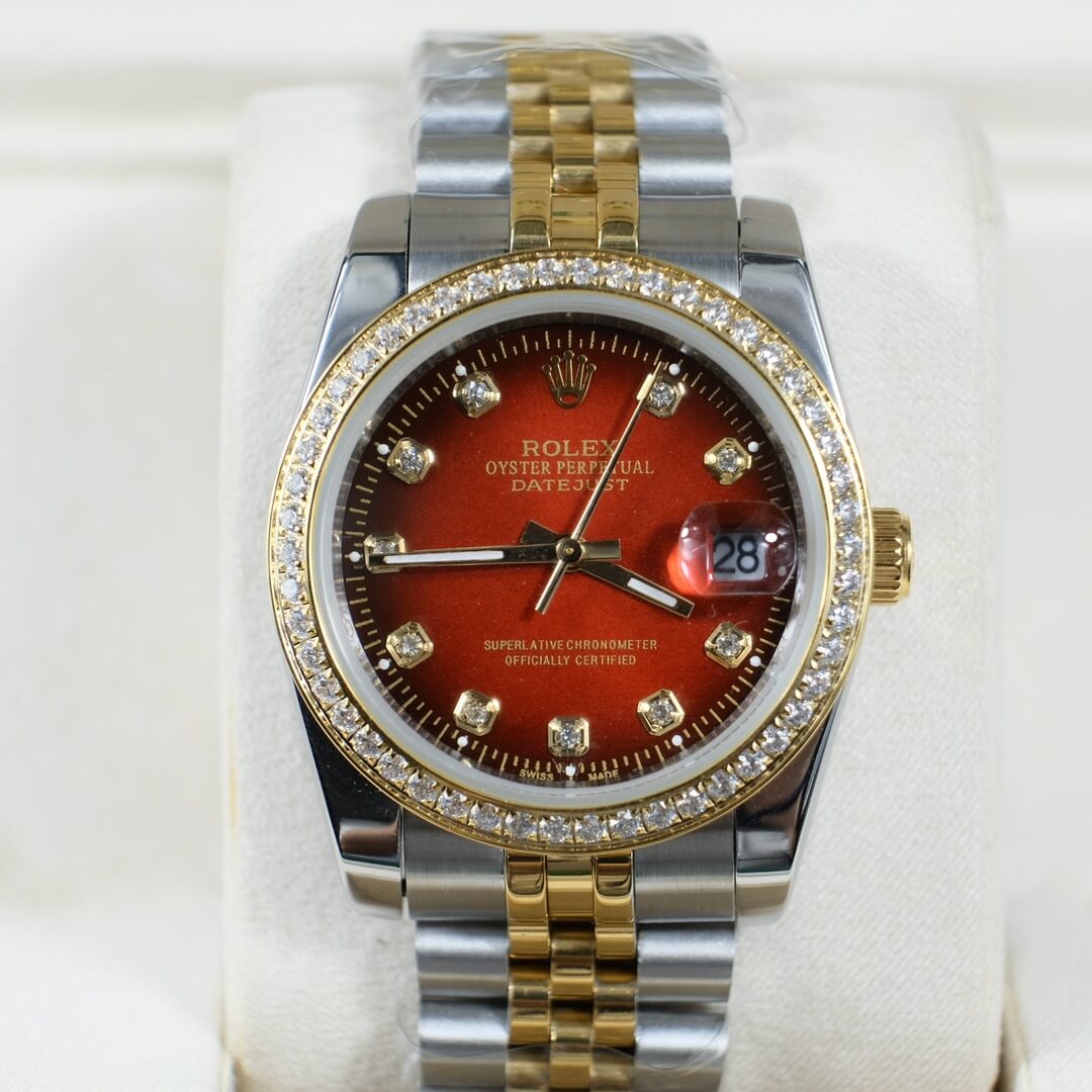 Rolex Datejust 36 Two-Tone with Red Diamond Dial and Jubilee Bracelet ...