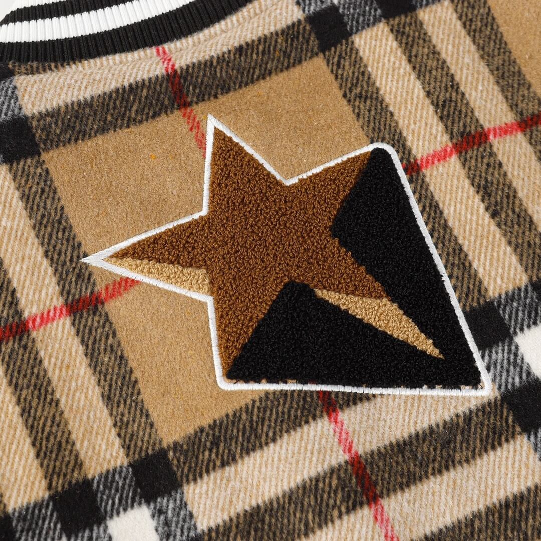 Burberry Checked Wool and Leather Varsity Jacket - Hollo