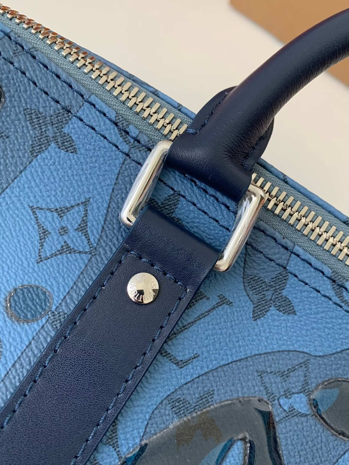 Louis Vuitton LV Aqua Garden Keepall Bandouliere 35 Monogram Blue ...