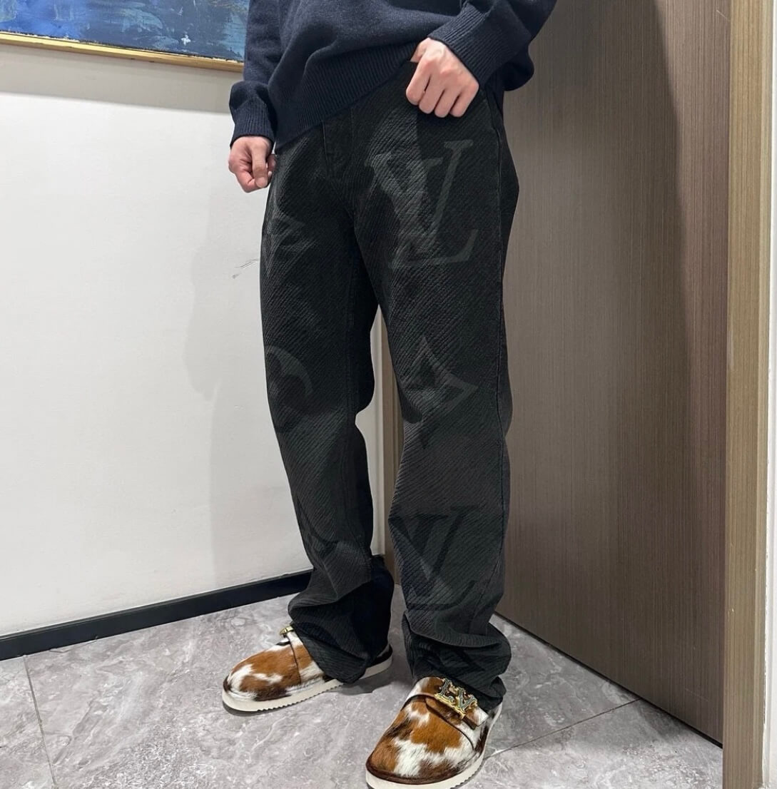 Louis Vuitton LV Monogram Black Denim Pants - Hollo