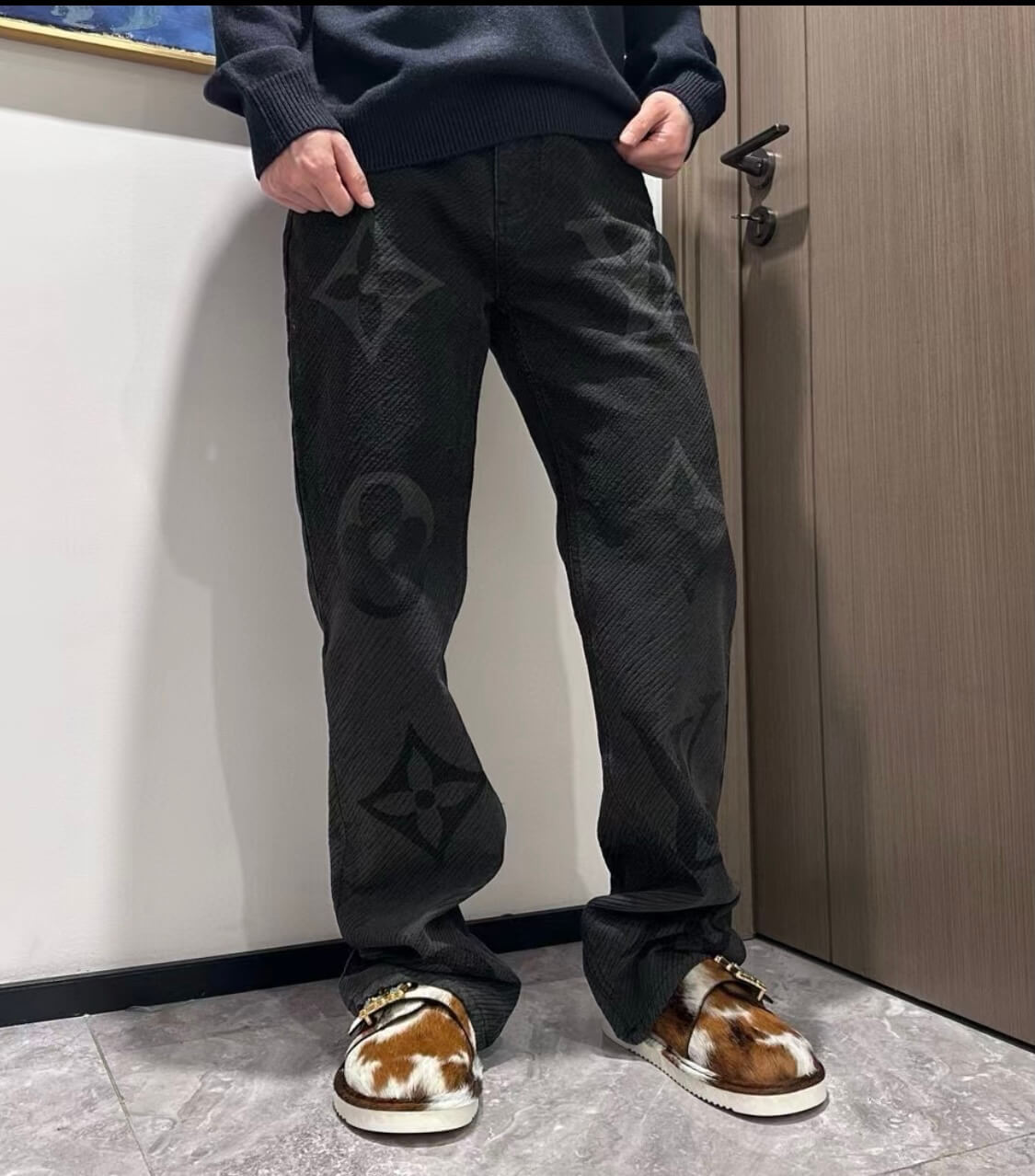 Louis Vuitton LV Monogram Black Denim Pants - Hollo