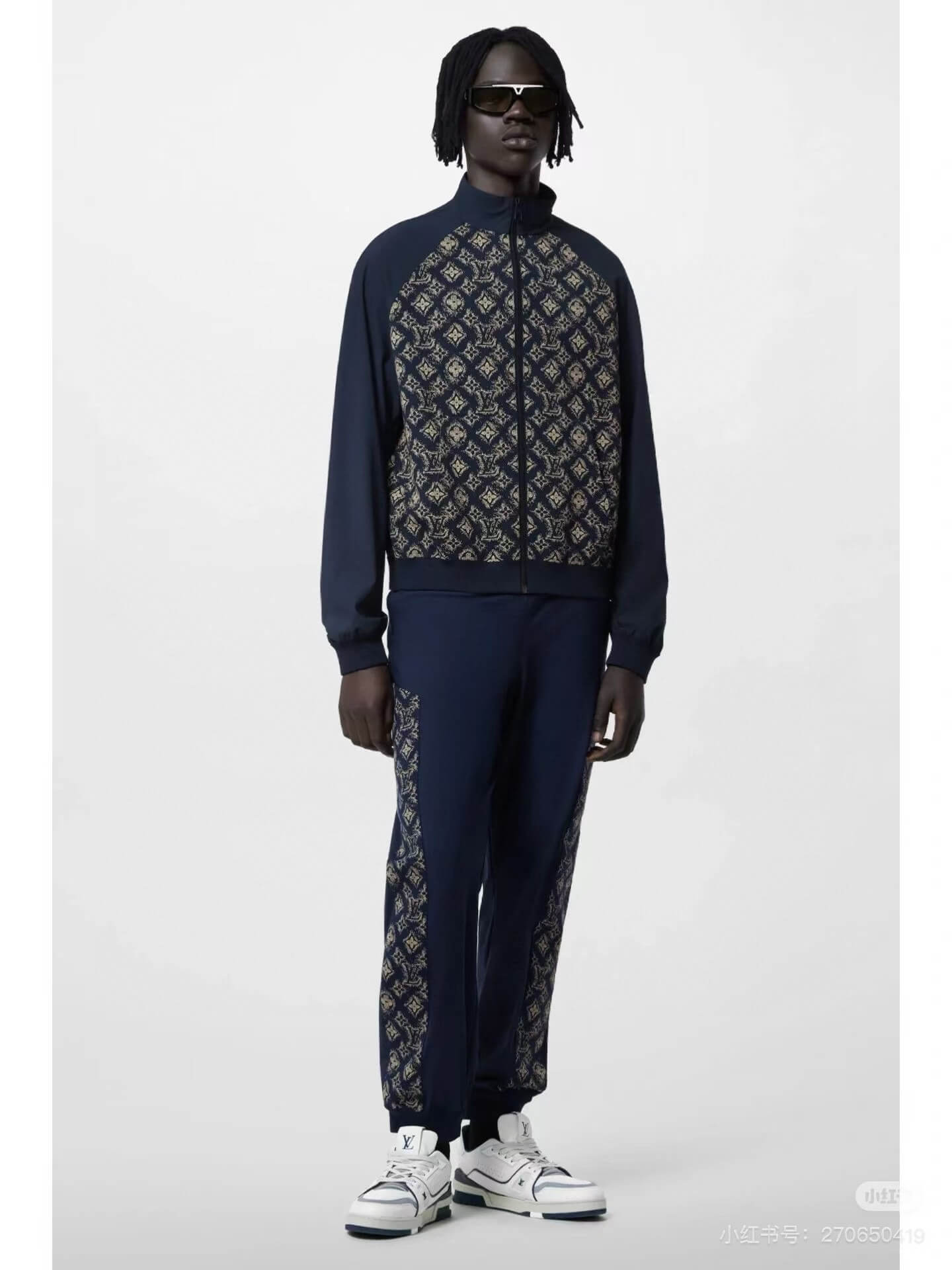 Louis Vuitton LV Navy Blue Technical Cotton Zipped Tracksuit - Hollo