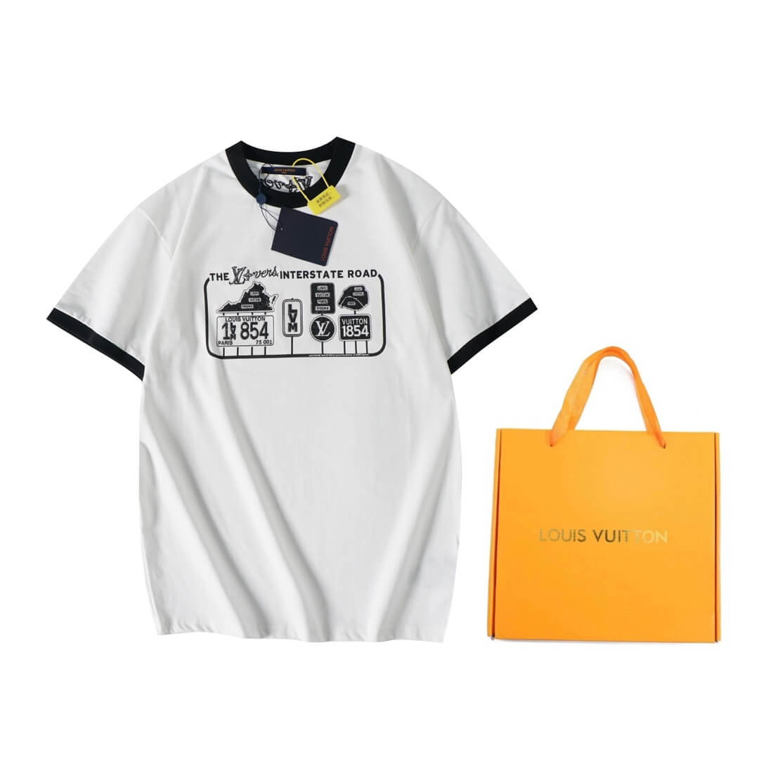 Louis Vuitton LV White Pharrell Lovers Interstate Crystals Cotton T ...