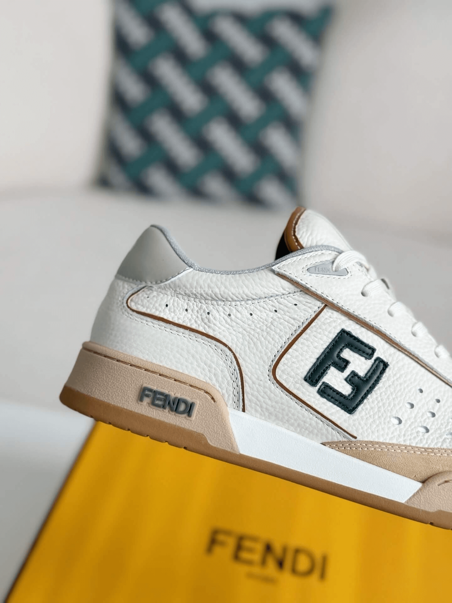 Fendi Match FF White and Brown Leather and Suede Low top Sneakers - Hollo
