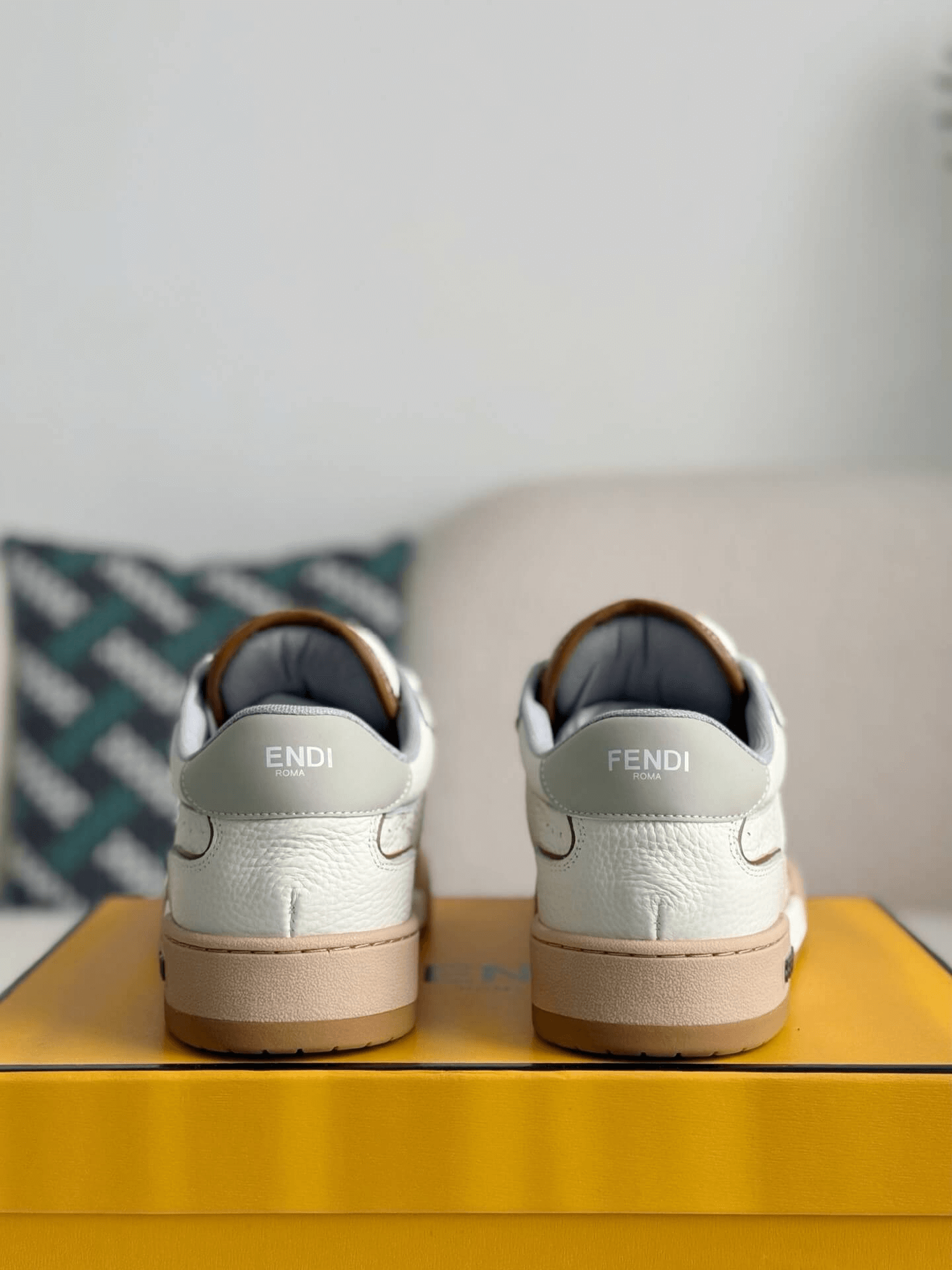 Fendi Match FF White and Brown Leather and Suede Low top Sneakers - Hollo