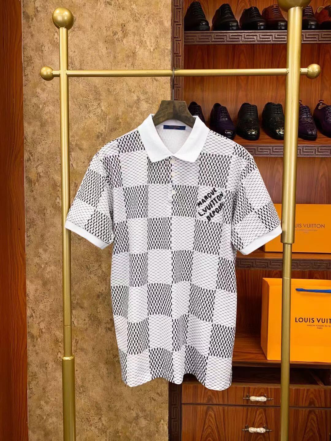 Louis Vuitton LV Light Damier Jacquard Short-Sleeved Crewneck Polo ...